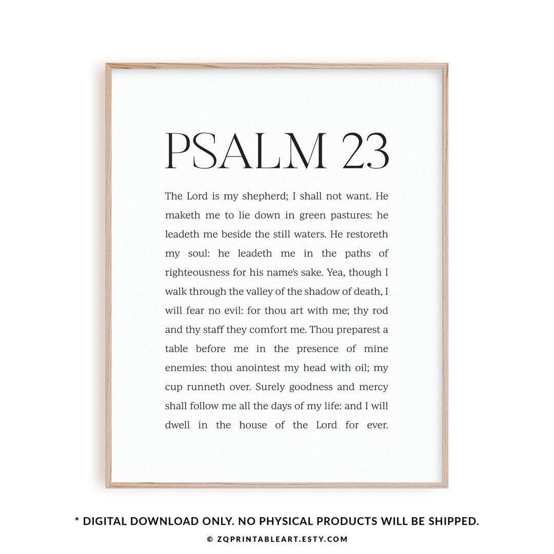 Psalm 23 Bible Verse Wall Art, Christian Scripture Poster Print ...