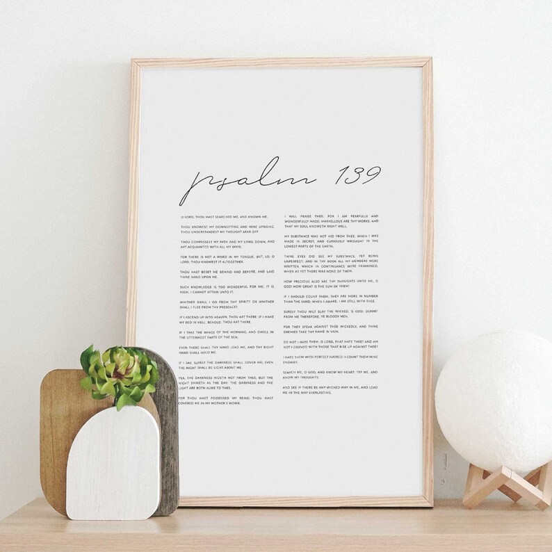 Psalm 139 Christian Scripture Wall Art Print, Bible Verse Poster ...