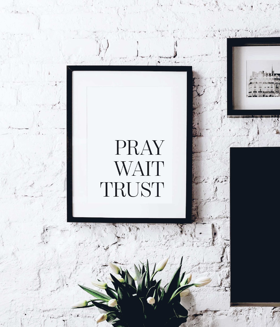 Pray Wait Trust Christian printable wall art artwork poster | Etsy