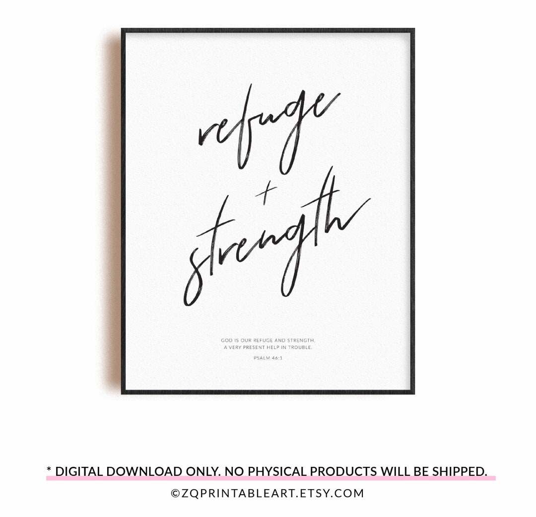 Psalm 46:1 Modern Christian Scripture Printable Wall Art Poster, Bible ...