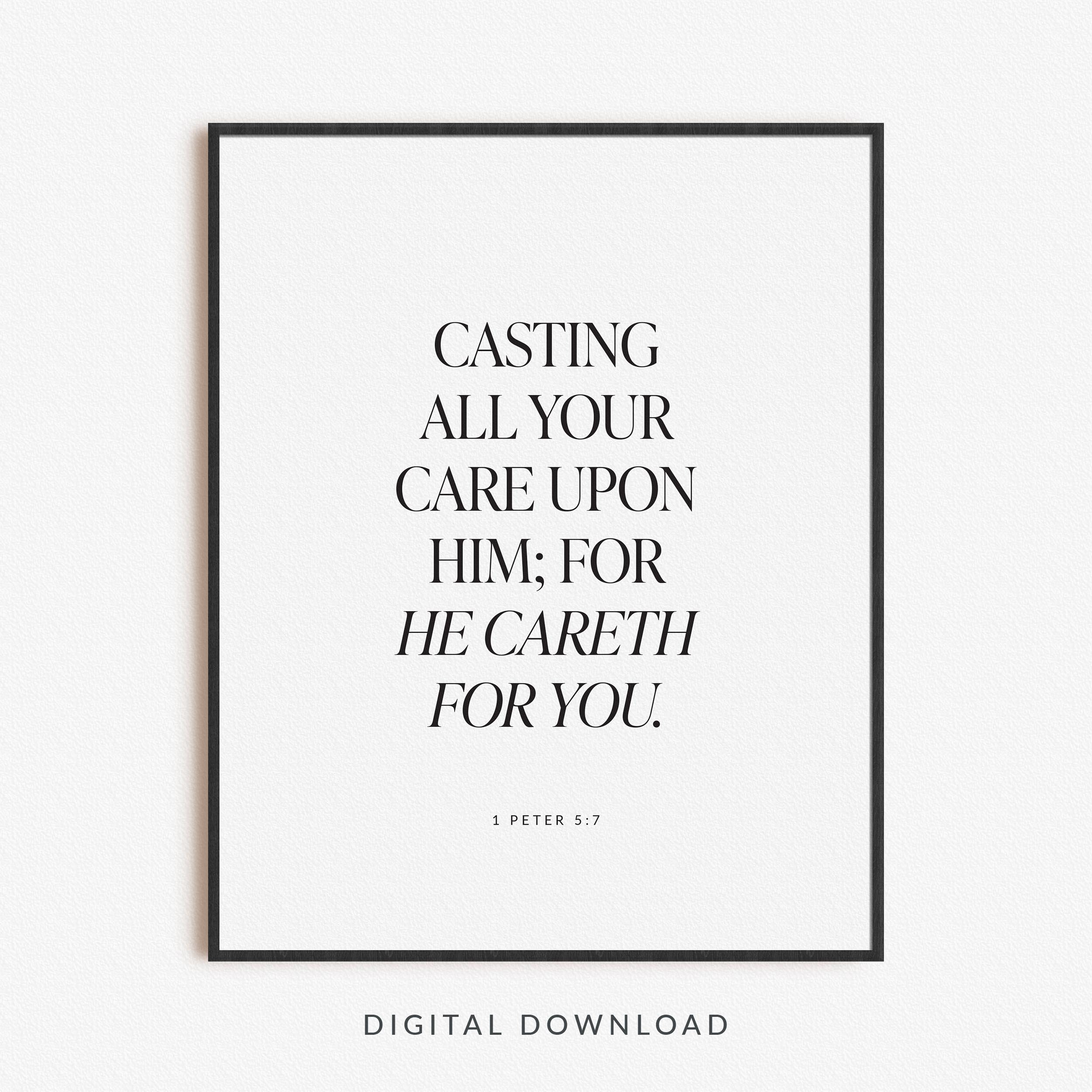 1 Peter 5:7 Casting All Your Care Upon Him Bible Verse Wall Art, Modern ...