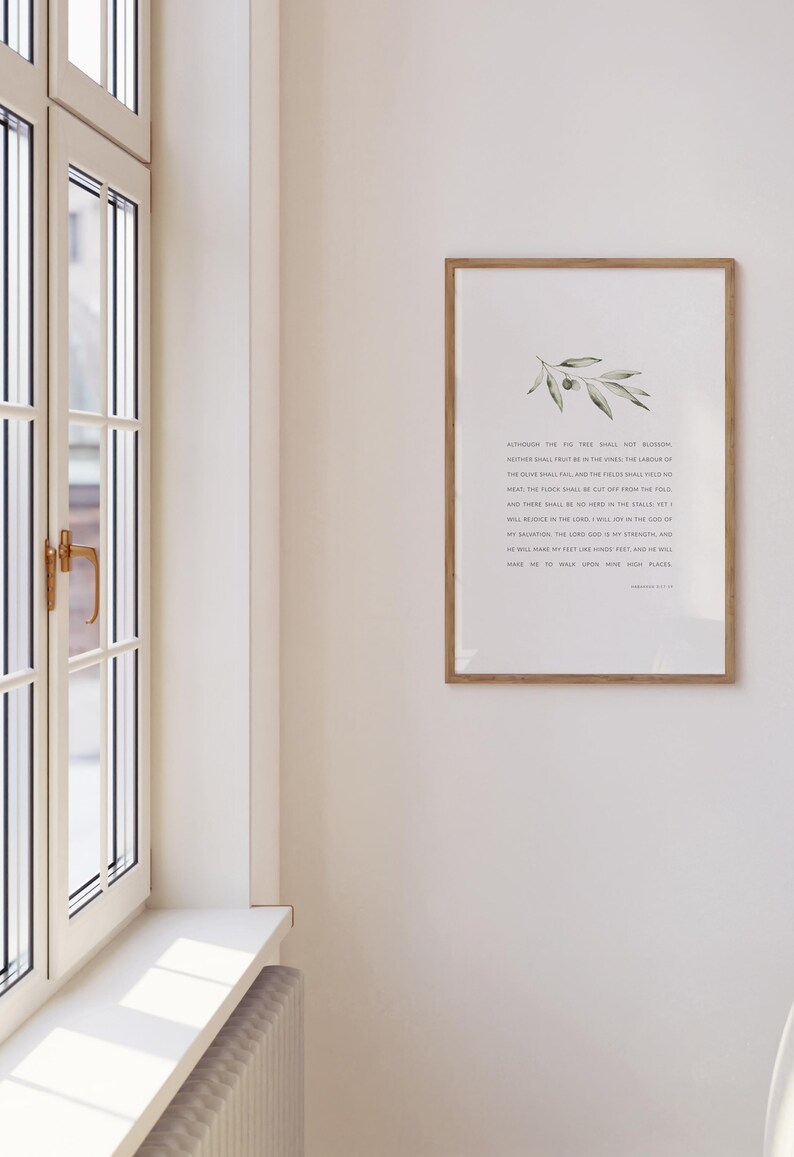 Habakkuk 3:17-19 Bible Verse Wall Art, Modern Christian Poster ...
