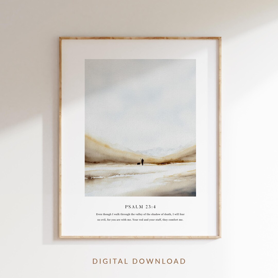 Psalm 23:4 Poster, Modern Christian Wall Art, Abstract Bible Art Poster ...