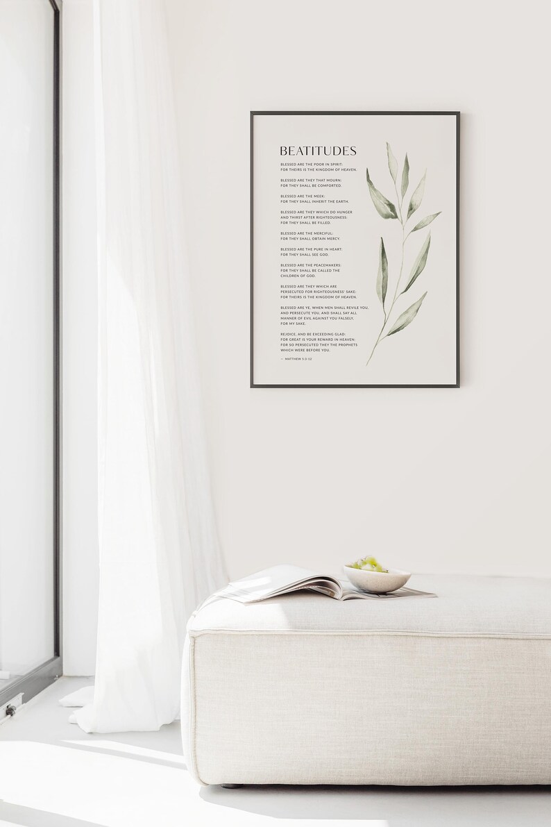 The Beatitudes Bible Verse Wall Art, Christian Poster Printable, Modern ...