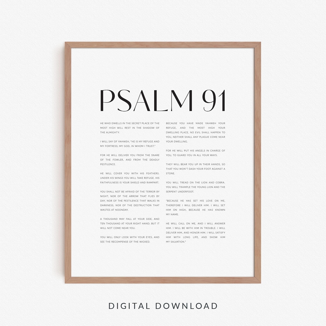 Psalm 91 Modern Christian Wall Art, Bible Verse Poster, Minimal ...