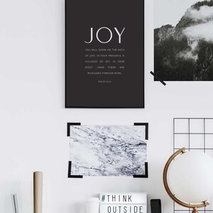 Psalm 16:11 Bible Verse Print Poster, Christian Artwork Wall Art, Black ...