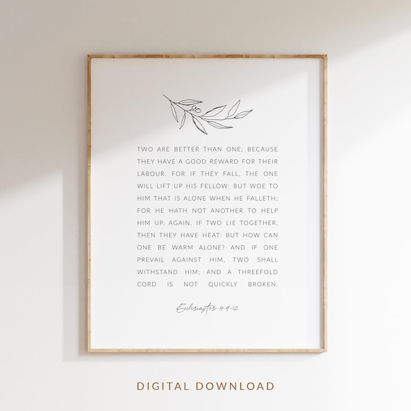 Two Are Better Than One Modern Ecclesiastes 4:9 Bible Verse - Etsy