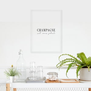 Champagne Sil Vous Plait Poster Print, French Dining Kitchen Wall Art ...
