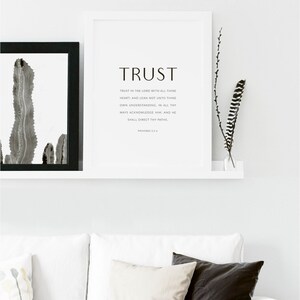 Proverbs 3:5-6 Bible Verse Artwork Christian Scripture Poster, Modern ...