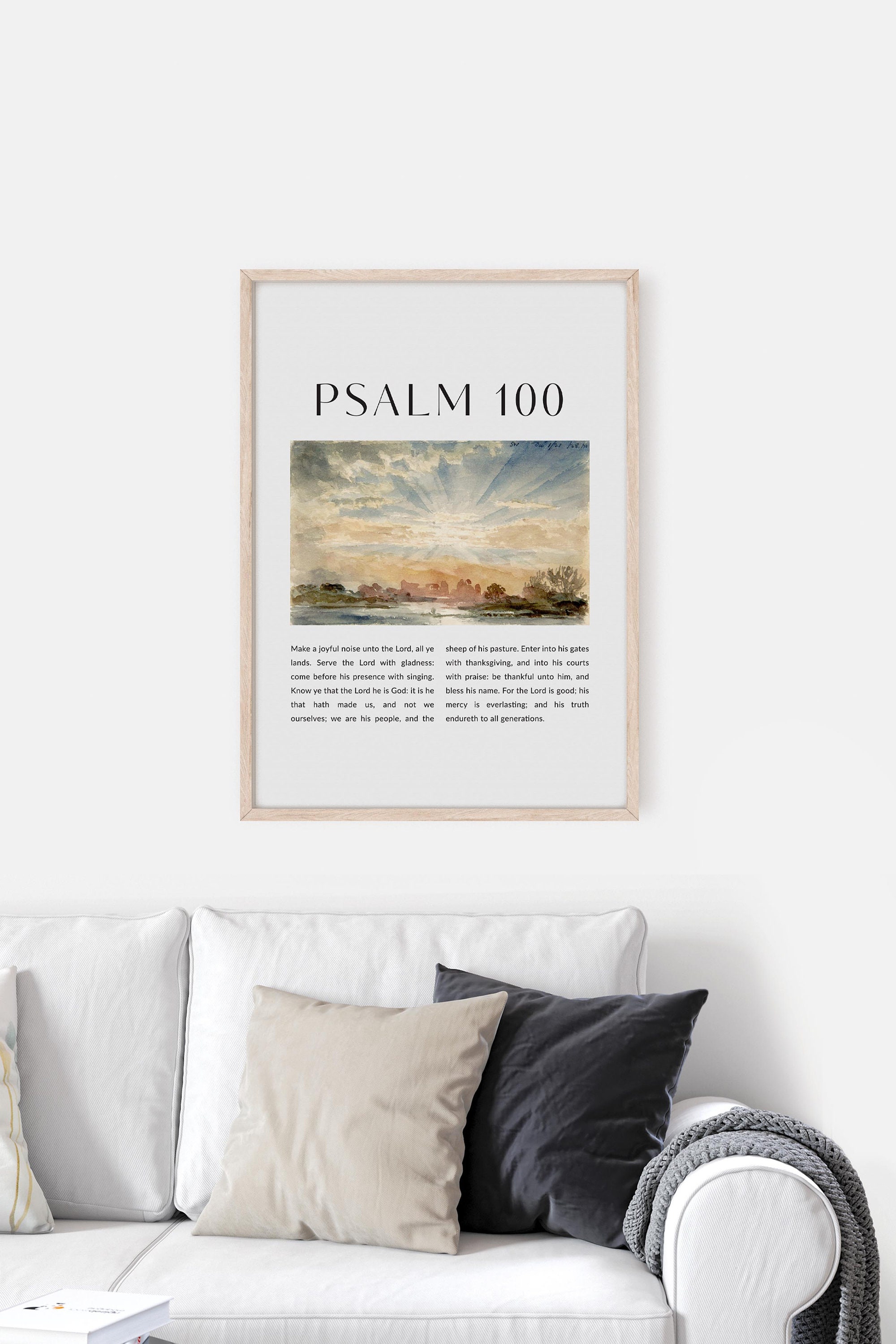 Psalm 100 Bible Verse Wall Art, Christian Poster, Vintage Christian ...