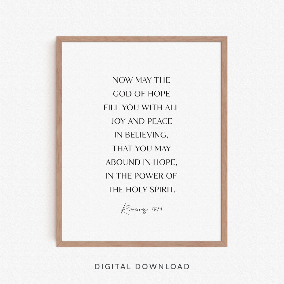 Romans 15:13 Bible Verse Wall Art, Modern Christian Poster, Minimal ...