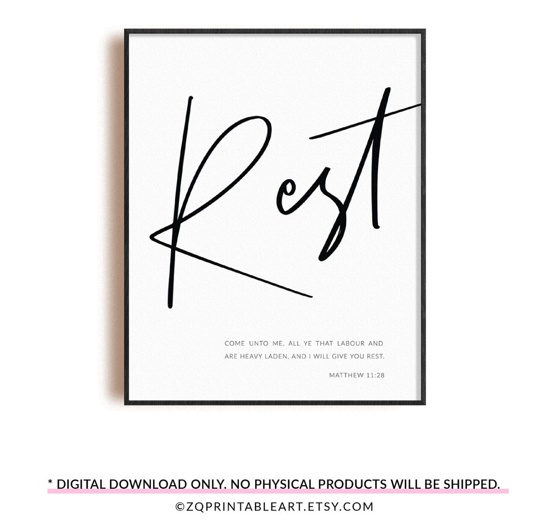 Matthew 11:28 I Will Give You Rest, Bible Verse Printable, Modern ...