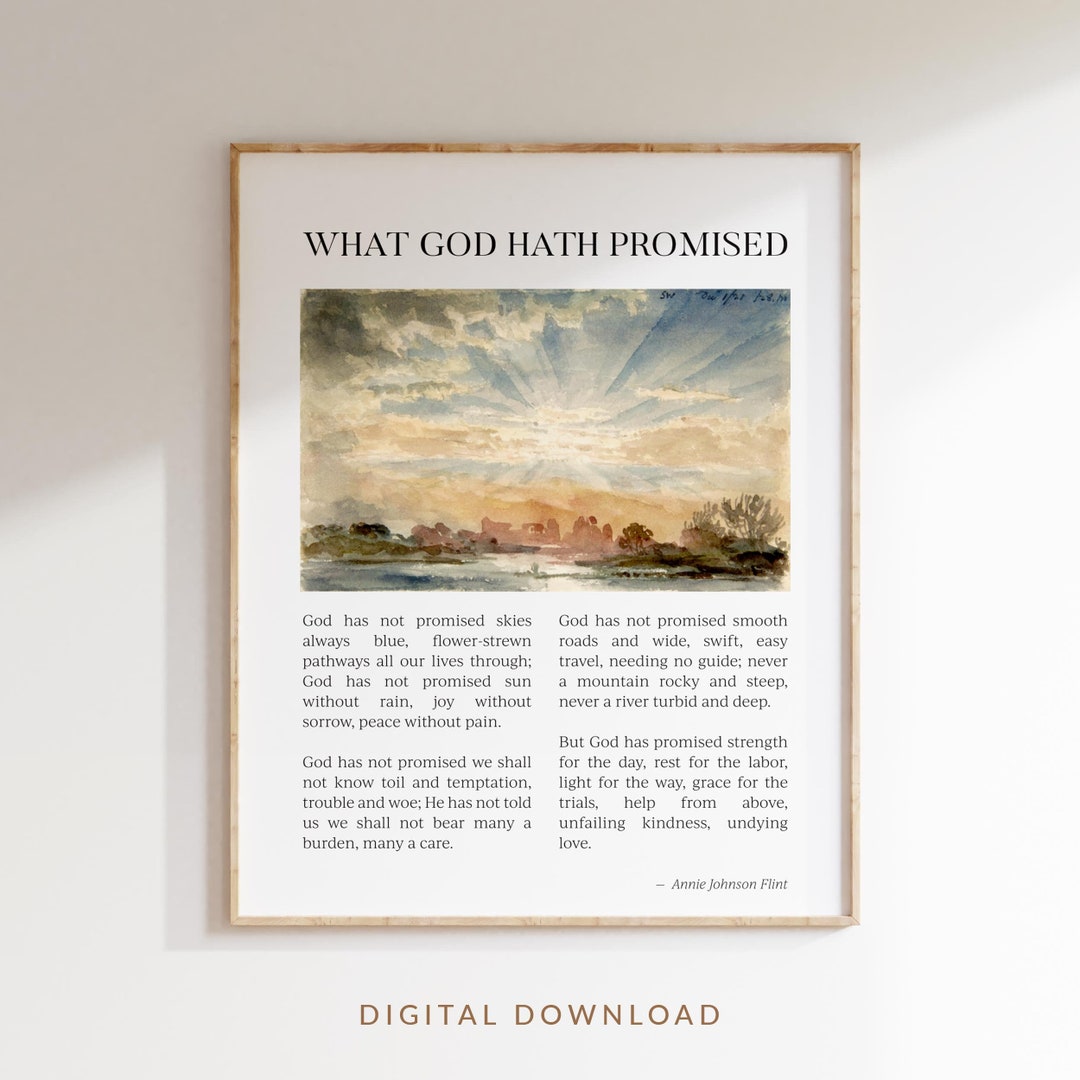 What God Hath Promised Christian Poem Wall Art, Annie Johnson Flint ...