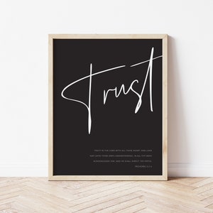 Proverbs 3:5-6 Black and White Printable Wall Art, Modern Christian ...