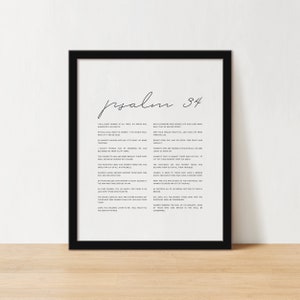Psalm 34 Bible Verse Wall Art, Christian Scripture Poster Print, Modern ...
