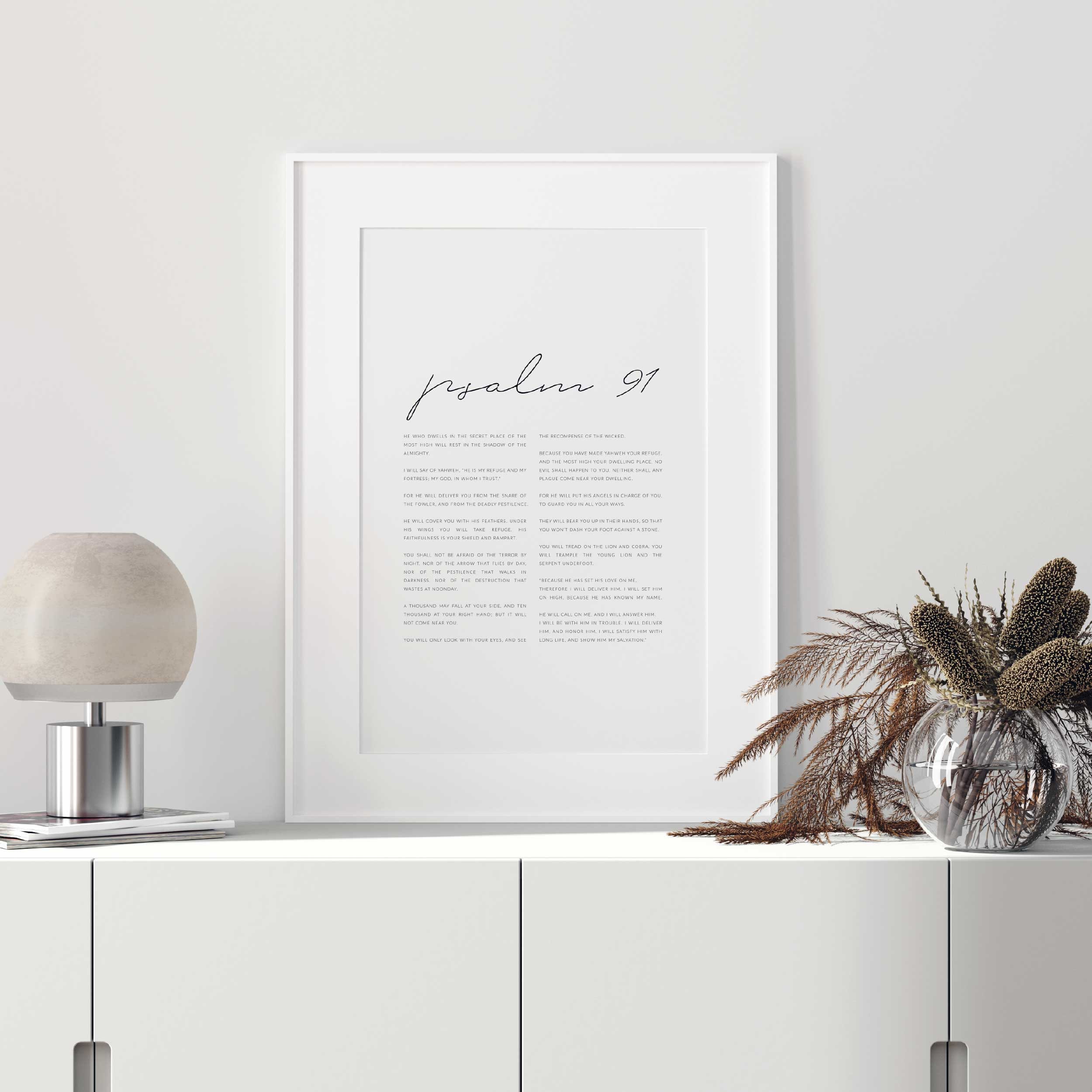 Psalm 91 Bible Verse Poster Artwork Christian Scripture Wall | Etsy