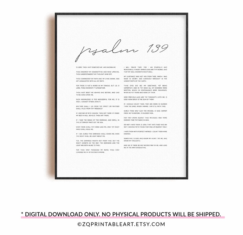 Psalm 139 Christian Scripture Wall Art Print, Bible Verse Poster ...