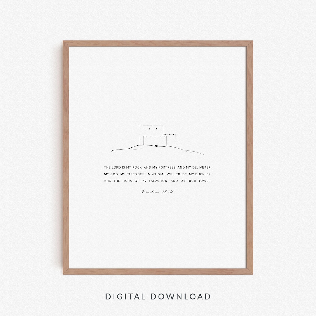 Psalm 18:2 Bible Verse Wall Art, Modern Christian Line Art, Scripture ...