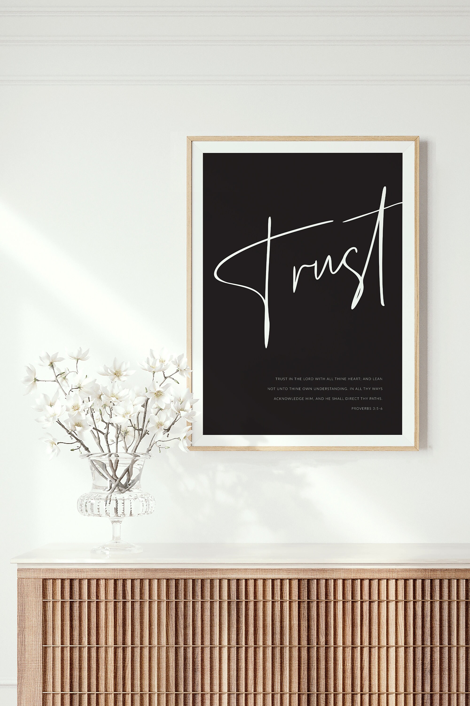 Proverbs 3:5-6 Black and White Printable Wall Art, Modern Christian ...