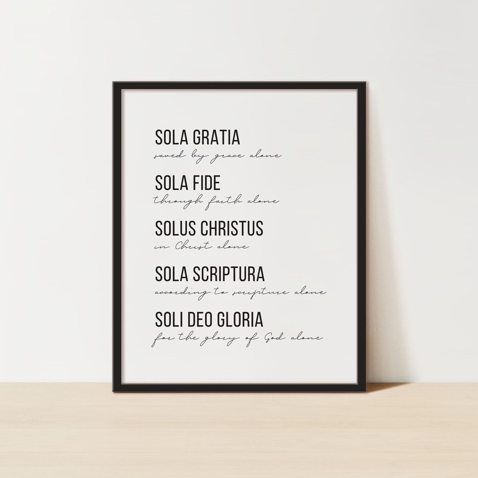 5 Solas Printable Wall Art, Five Solas Print, Soli Deo Gloria, Reformed ...