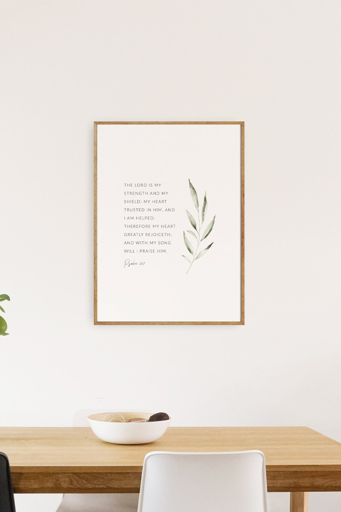 Psalm 28:7 bible verse wall art The Lord is my strength and | Etsy