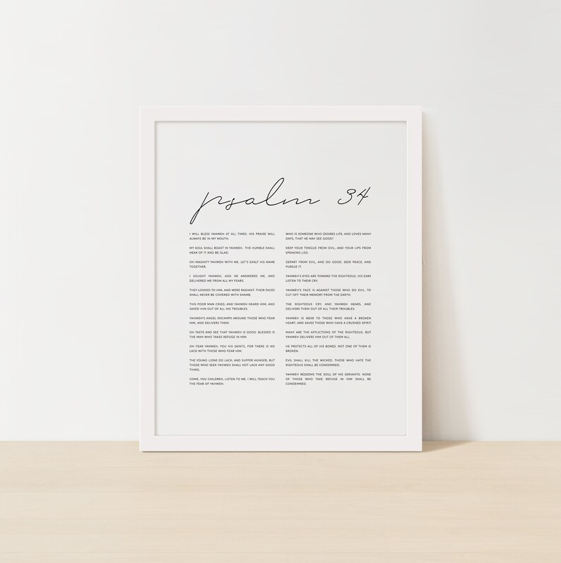 Psalm 34 Bible Verse Wall Art Christian Scripture Poster - Etsy