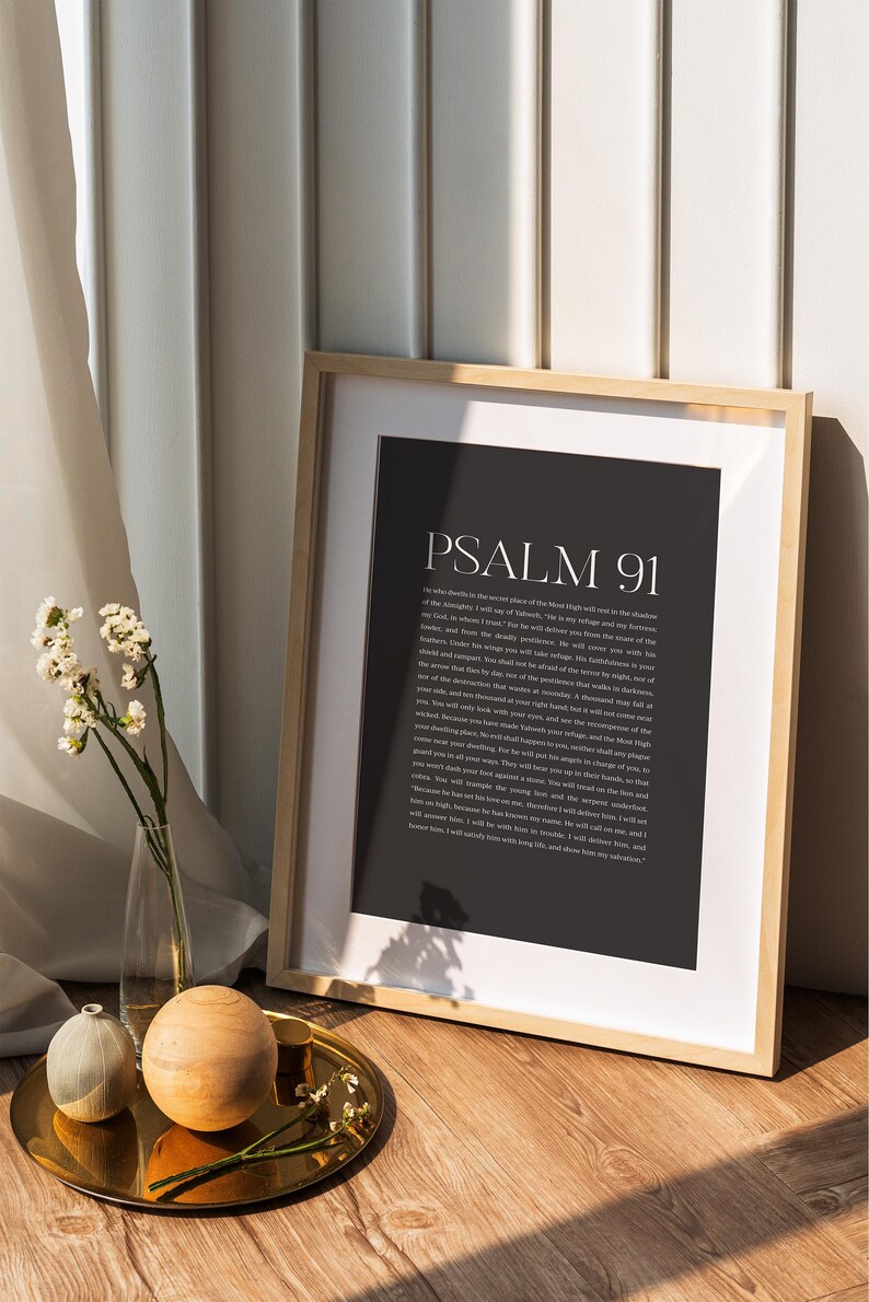Psalm 91 Bible Verse Wall Art Printable, Christian Poster, Scripture ...