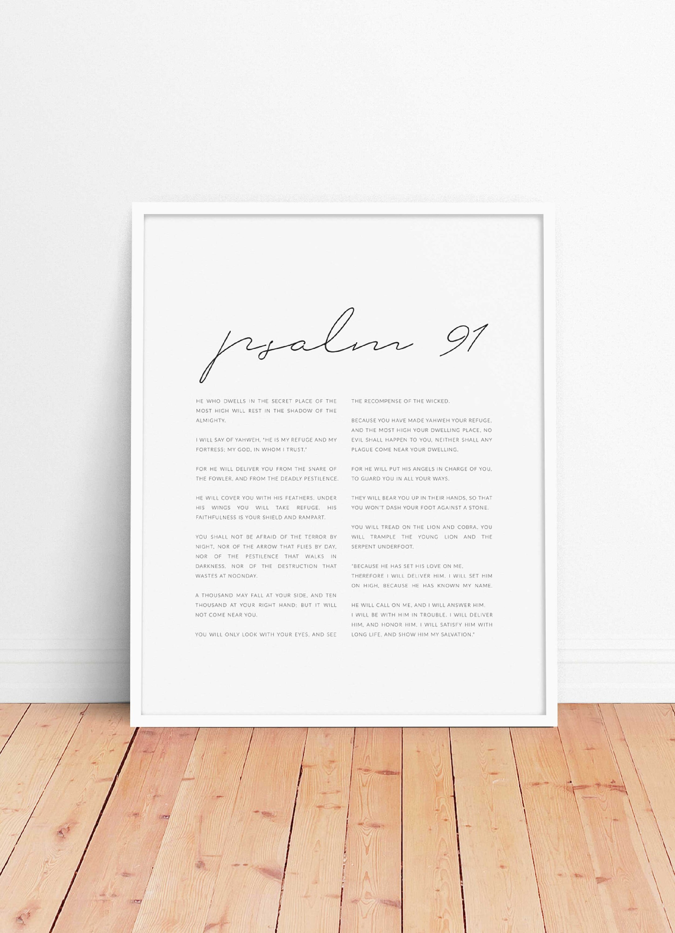Psalm 91 Bible Verse Poster Artwork Christian Scripture Wall | Etsy