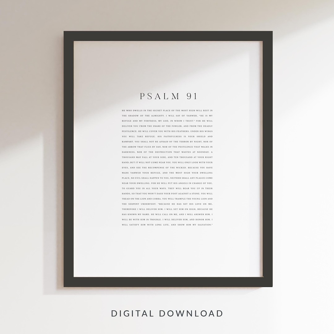 Psalm 91 Modern Bible Verse Print Wall Art, Minimal Christian Poster ...