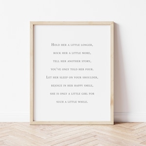 Hold Her A Little Longer Baby Girl Poem Room Wall Art Decor, Above Crib ...