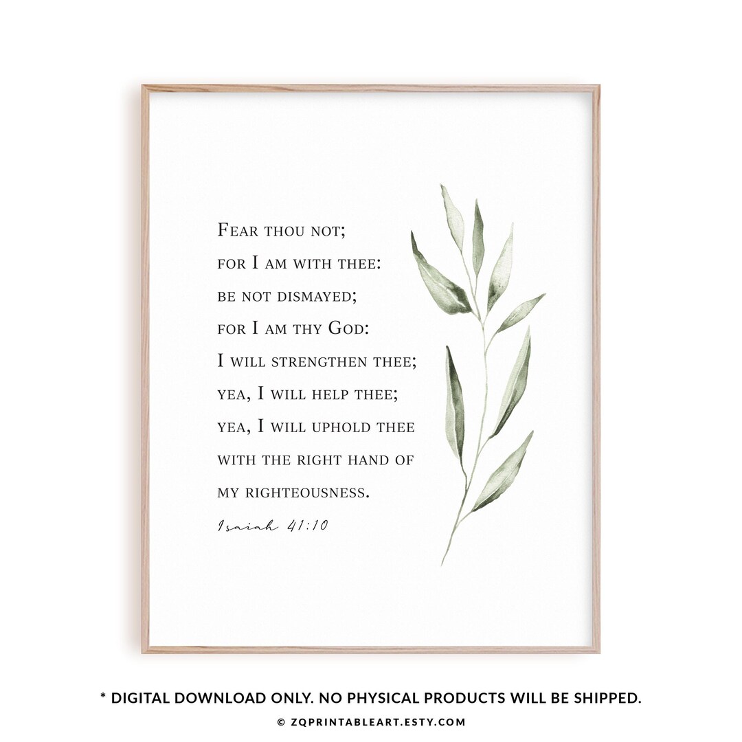 Isaiah 41:10 Bible Verse Poster, Christian Scripture Wall Art Printable ...