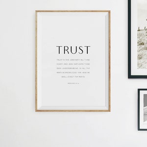 Proverbs 3:5-6 Bible Verse Artwork Christian Scripture Poster, Modern ...