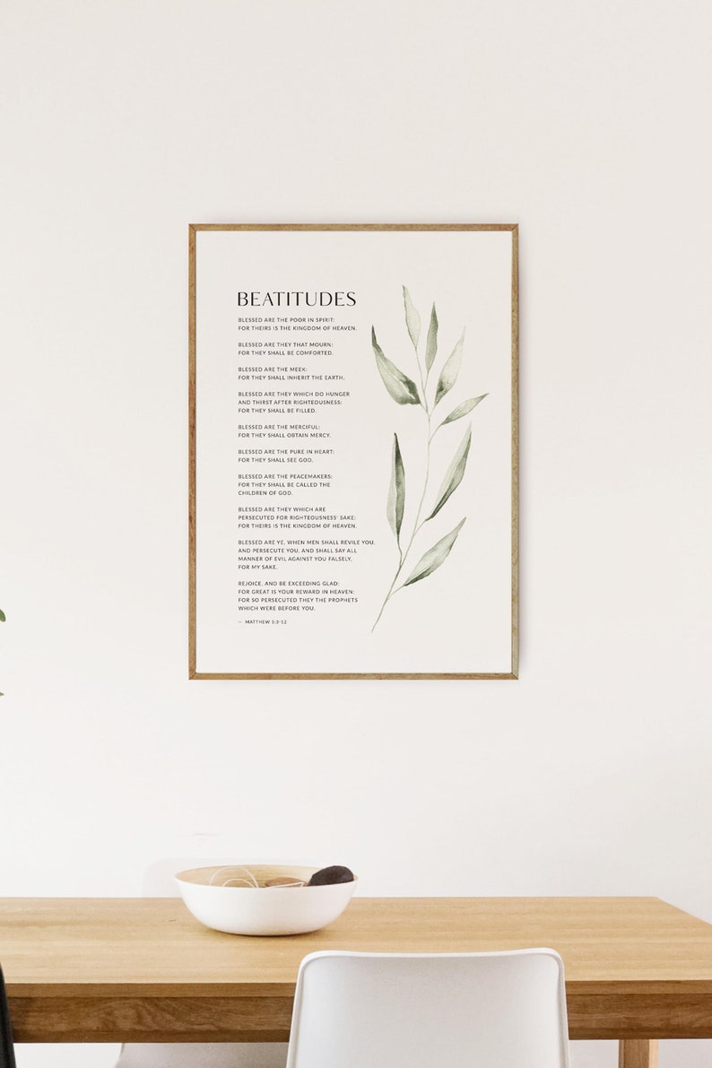The Beatitudes Bible Verse Wall Art, Christian Poster Printable, Modern ...