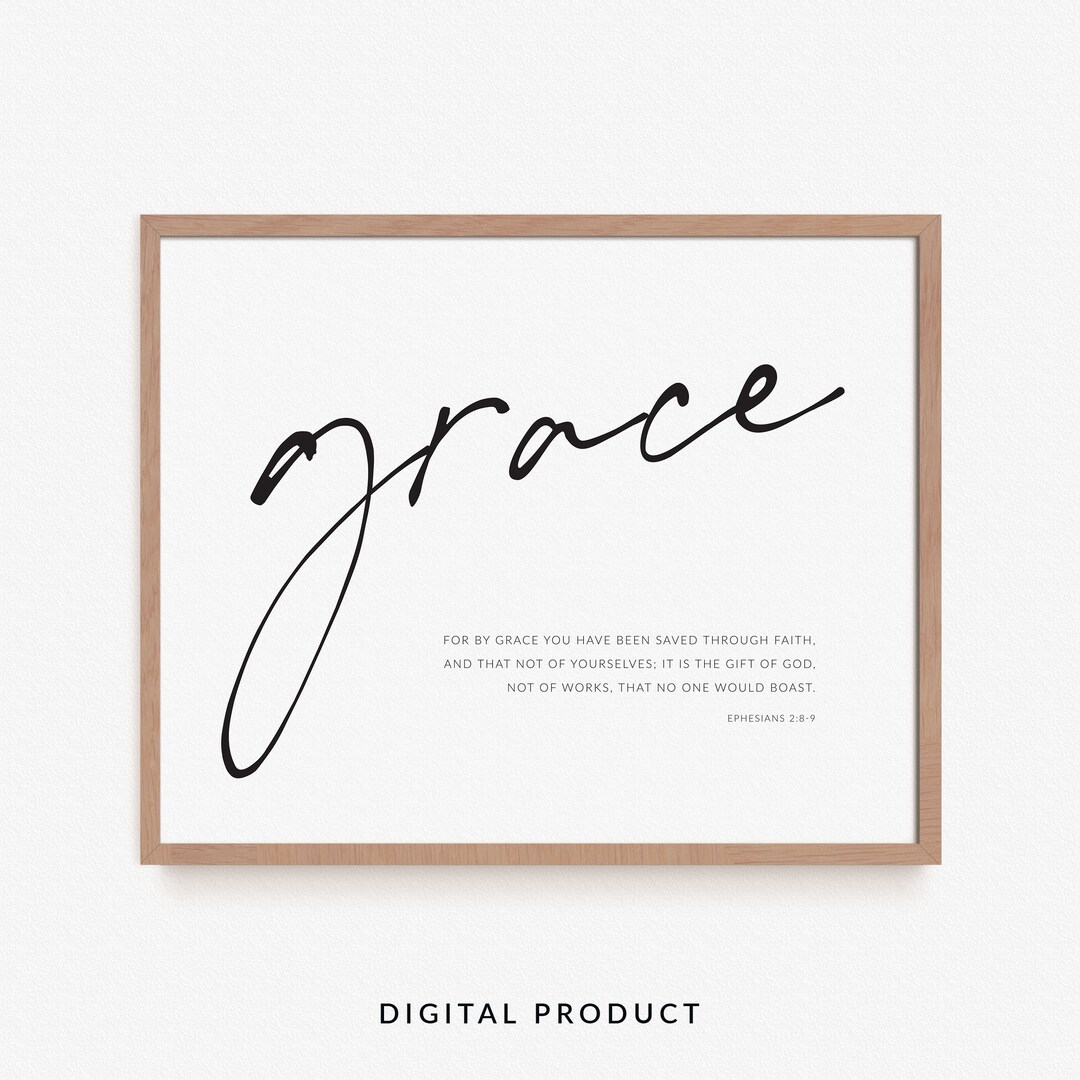 Ephesians 2:8-9 for by Grace Bible Verse Wall Art, Modern Christian ...
