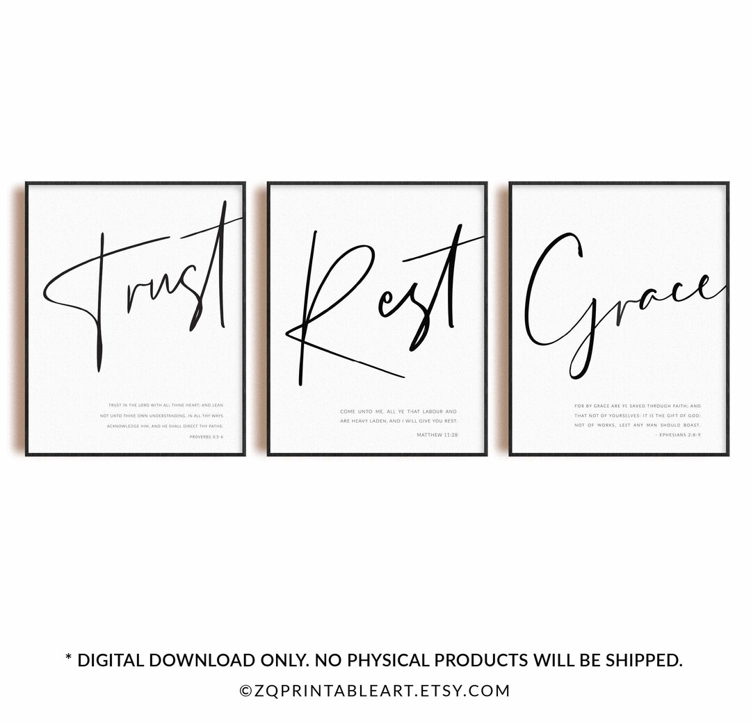 Bible Verse Printable Wall Art Print, Typography Christian Scripture ...