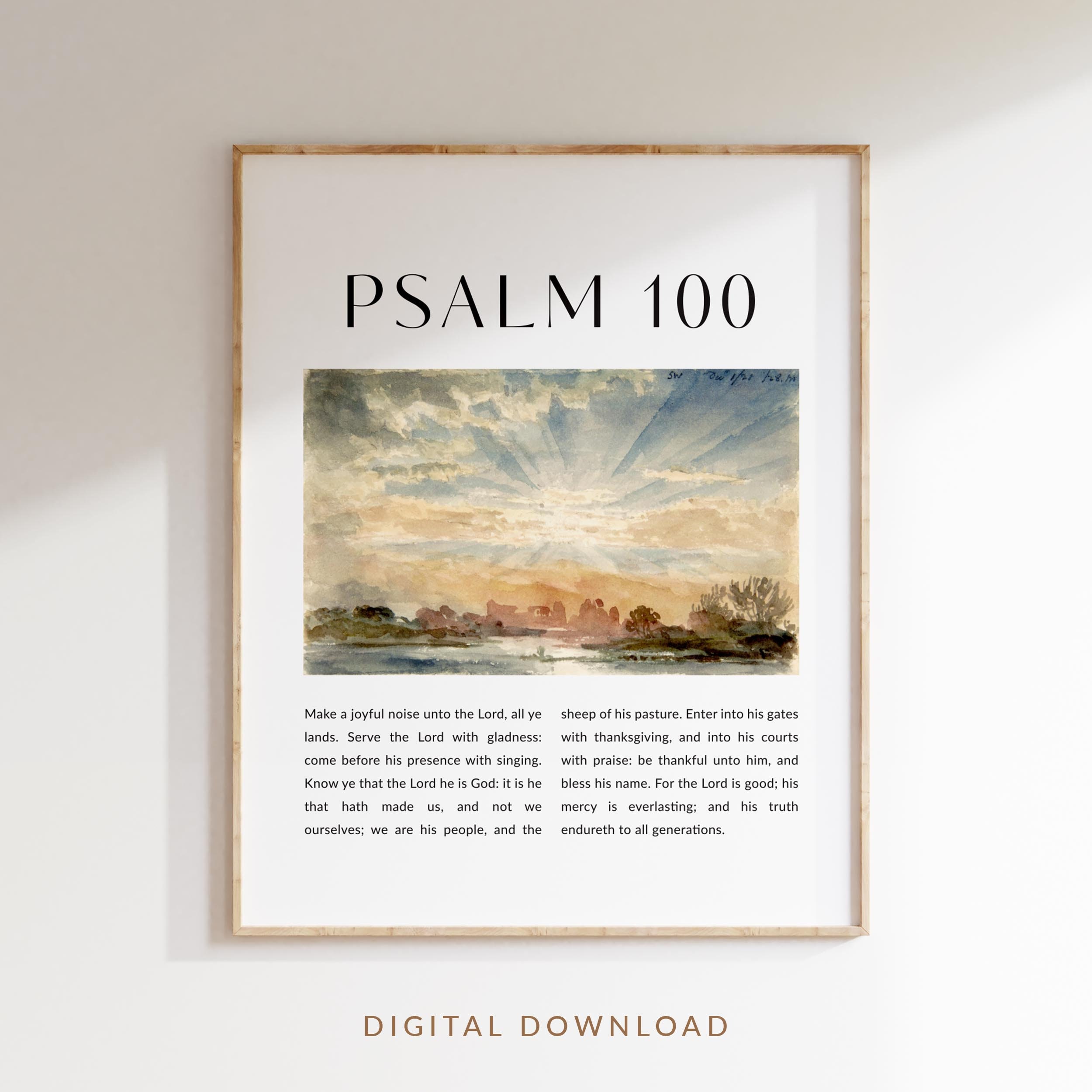 Psalm 100 Bible Verse Wall Art, Christian Poster, Vintage Christian ...