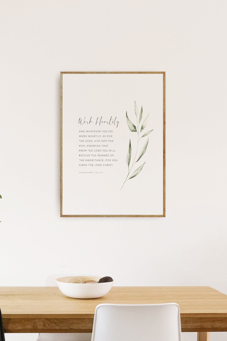 Colossians 3:23-24 Bible Verse Wall Art Print Christian | Etsy