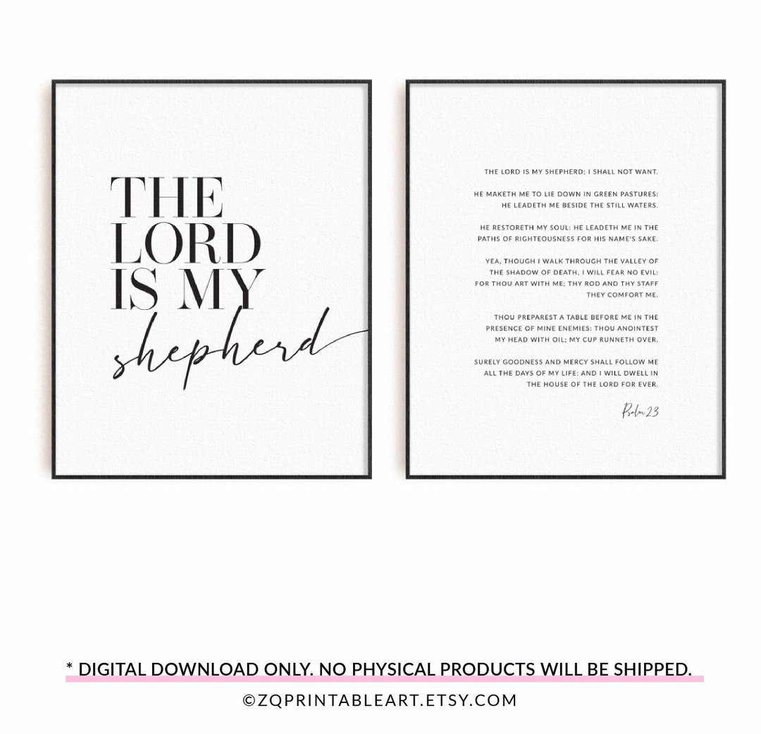 Psalm 23 Bible Verse Wall Art, Christian Scripture Printable Wall Art ...