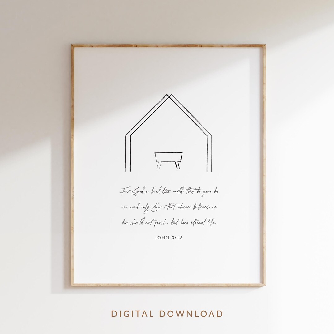 John 3:16 Bible Verse Wall Art, Modern Christian Poster, Scripture Wall ...