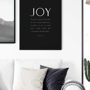 Psalm 16:11 Bible Verse Print Poster, Christian Artwork Wall Art, Black ...