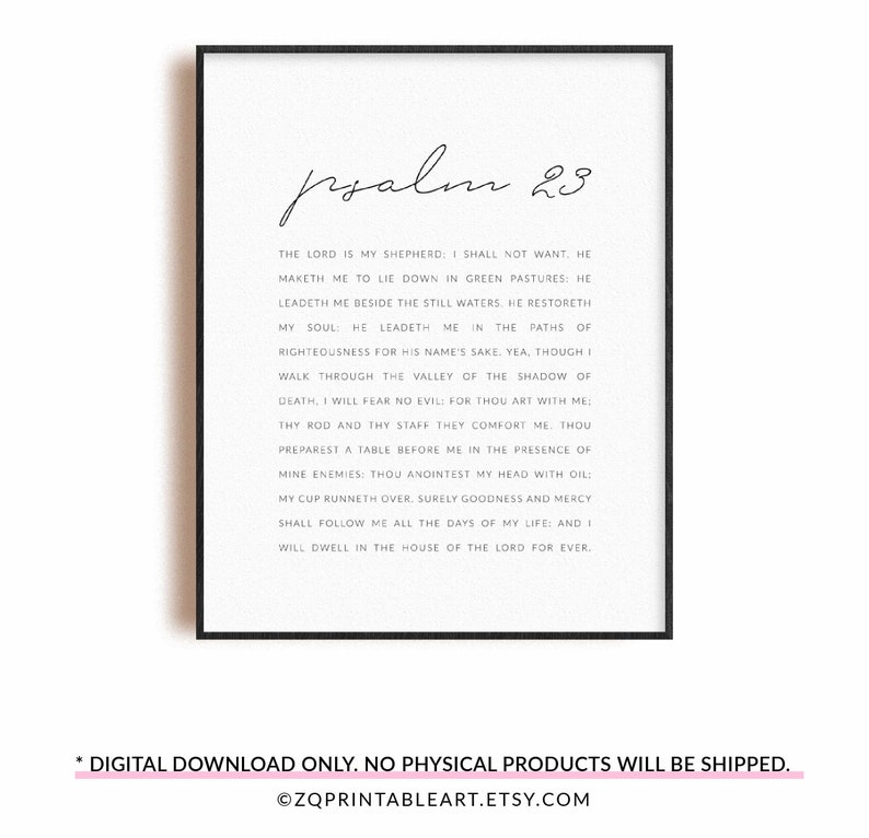 Psalm 23 Bible Verse Poster Artwork Christian Scripture | Etsy