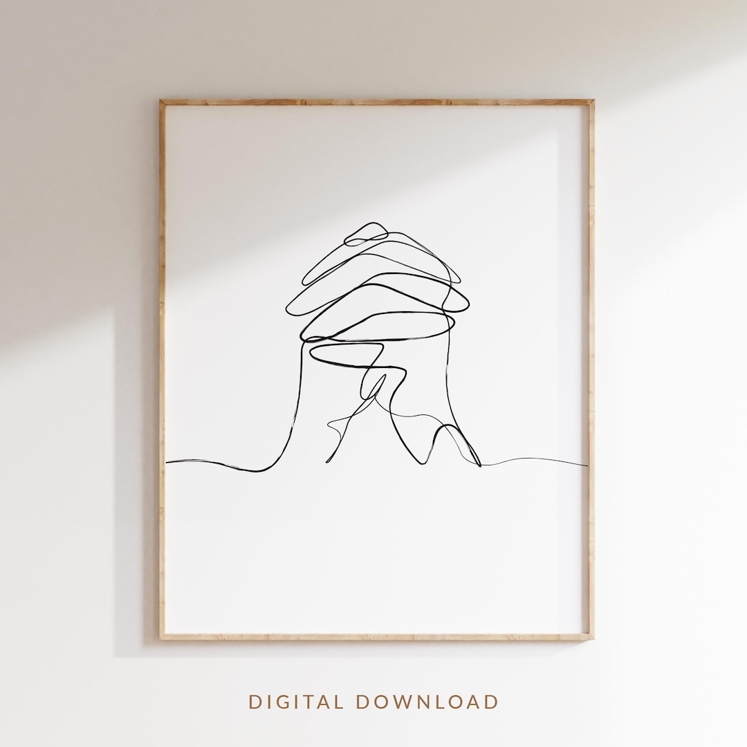 Pray Line Art, Modern Christian Wall Art, Prayer Room Print, Praying ...