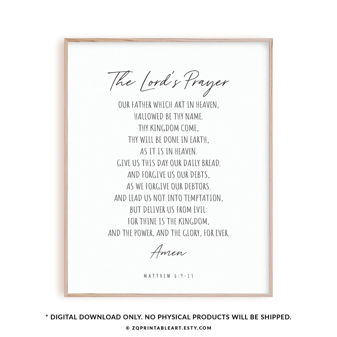 Matthew 6:9-13 the Lord's Prayer Bible Verse Wall Art, Printable ...