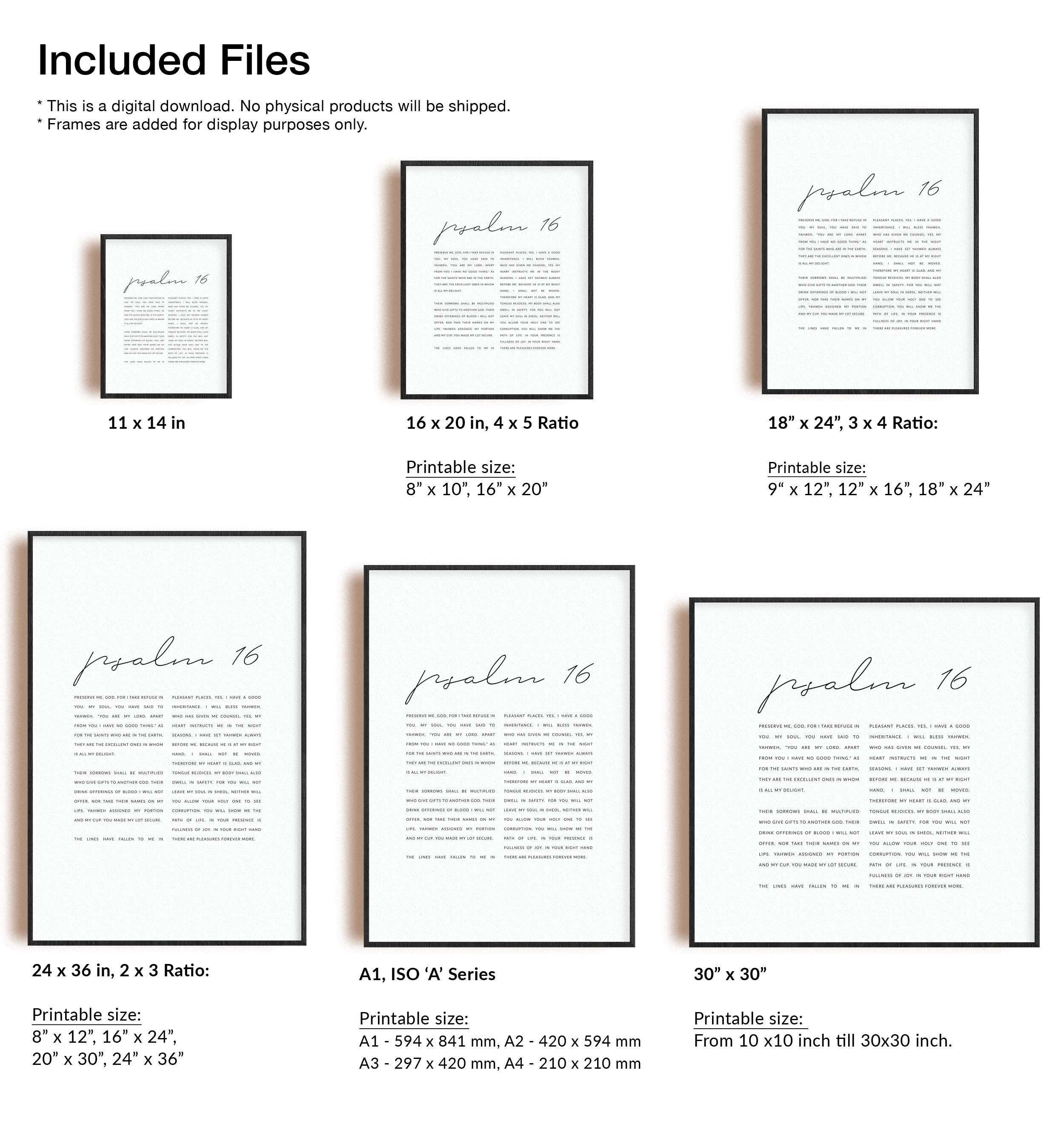Psalm 16 Bible Verse Wall Art, Modern Christian Poster Printable ...