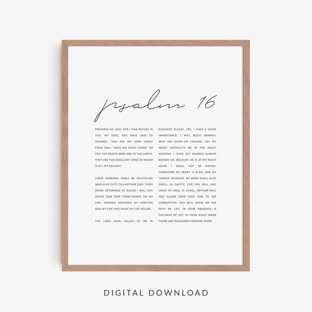 Psalm 16 Bible Verse Wall Art, Modern Christian Poster Printable, Scripture Print Digital ...
