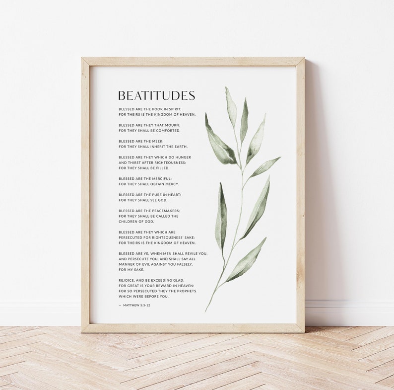 The Beatitudes Bible Verse Wall Art, Christian Poster Printable, Modern ...