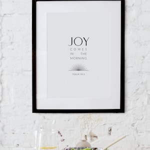 Psalm 30:5 Joy Comes in the Morning Bible Verse Print Poster, Scripture ...