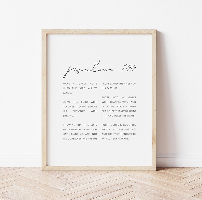 Psalm 100 Bible Verse Wall Art Christian Poster Scripture - Etsy