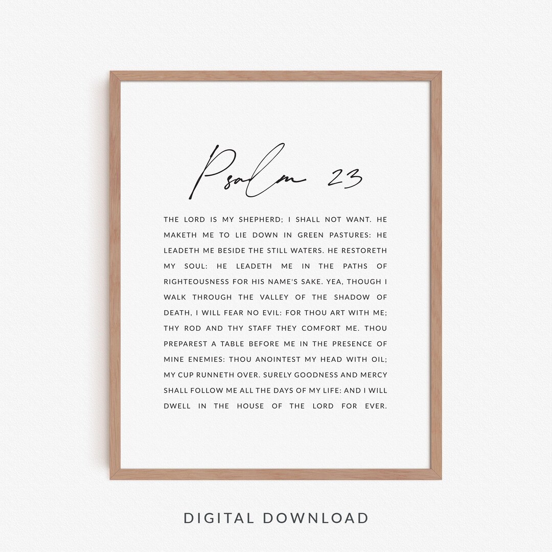 Psalm 23 Modern Christian Wall Art, Minimal Bible Verse Poster ...