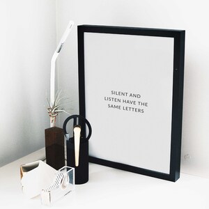 Quote Print Silent and Listen Have the Same Letters, Office Decor ...